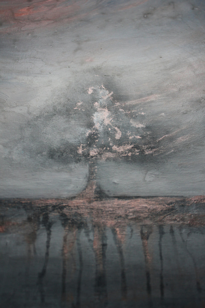 Grey Tree Landscape Painting – Liz Moran - Art